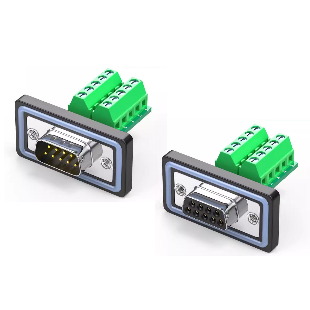 Conector DB9 a prueba de agua D Sub 9 Pin to Screw Terminal Blocks RS 232 485 Montaje de panel ...